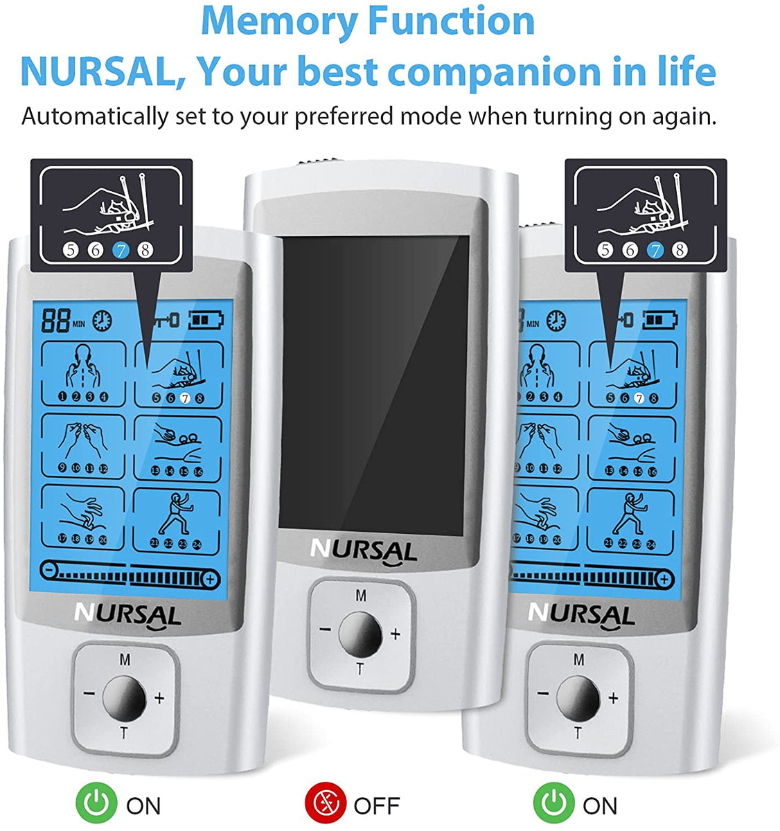 NURSAL EMS TENS Unit Muscle Stimulator with 8 Electrode Pads/Storage P ...